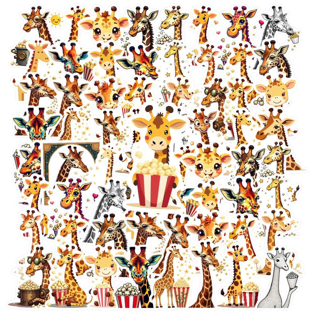 Cartoon Giraffe Theme Stickers, Waterproof Giraffe Theme Sticker for ...