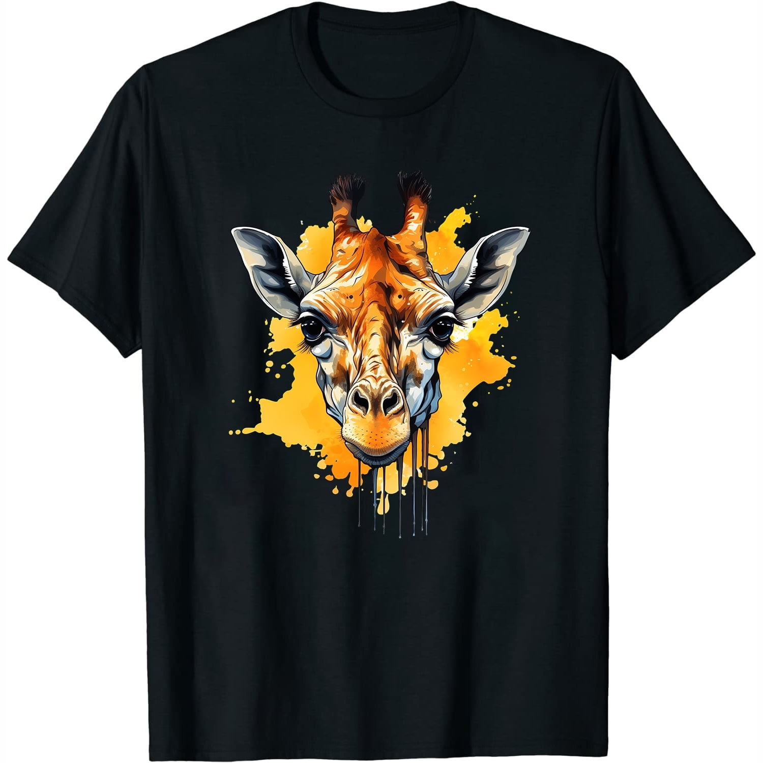Cartoon Giraffe Watercolor Men's T-Shirt Playful Wildlife Graphic Tee ...