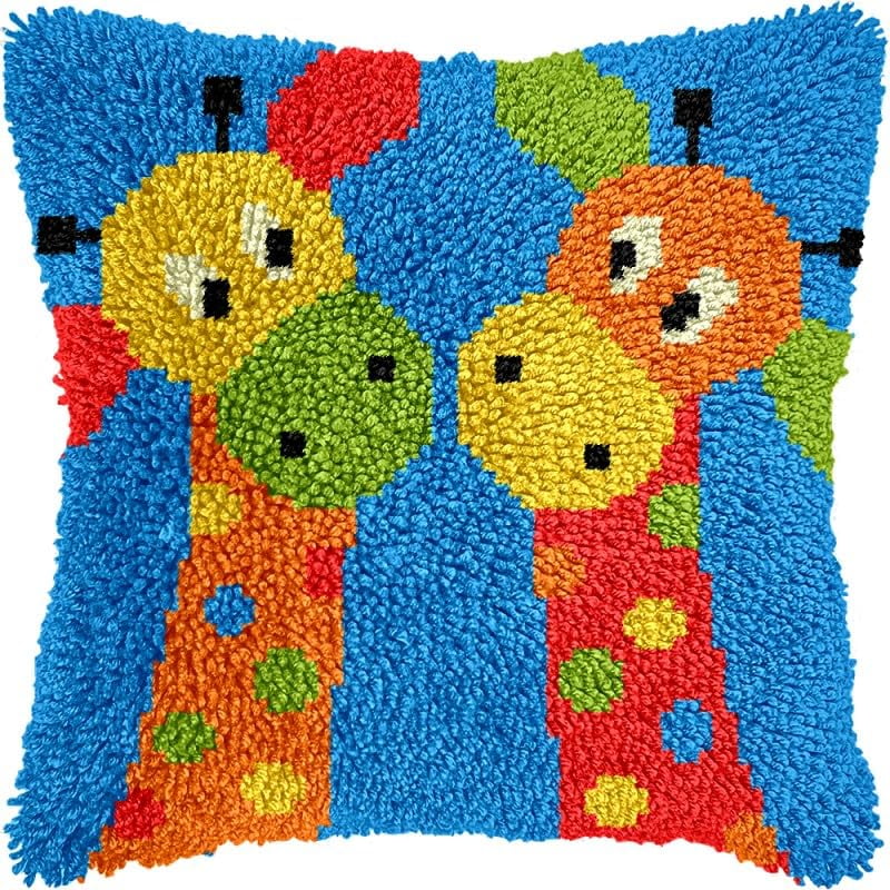 Cartoon Giraffes Latch Hook Pillows Kits Cushion Pillow Cover with ...
