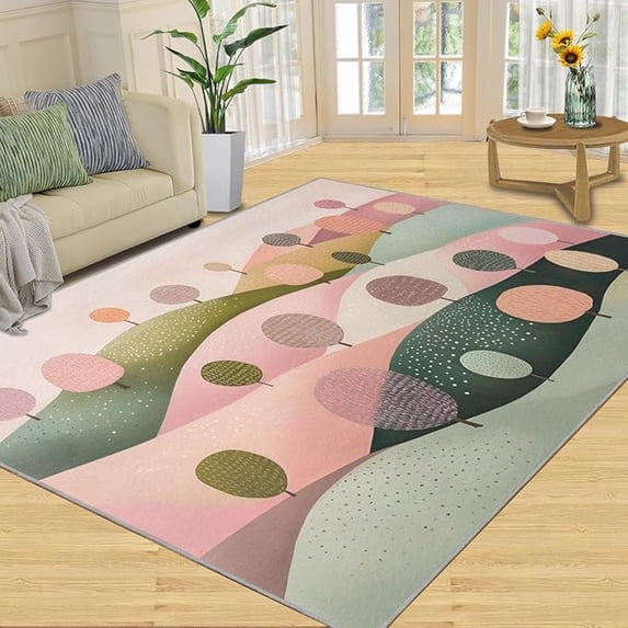Cartoon Girls Rug & Home Decor, Abstract Tree Rugs for Living Room ...