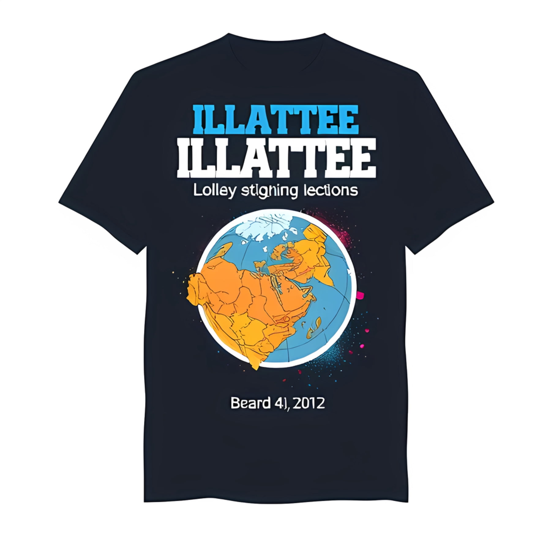 Cartoon Globe Design Blue T-Shirt with Fun Text Beard 41 2012 - Walmart.com