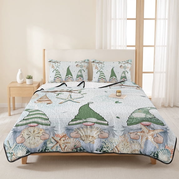 Cartoon Gnome Starfish Sand Money 3 Pieces Quilt Set,1 Quilt with 2 ...