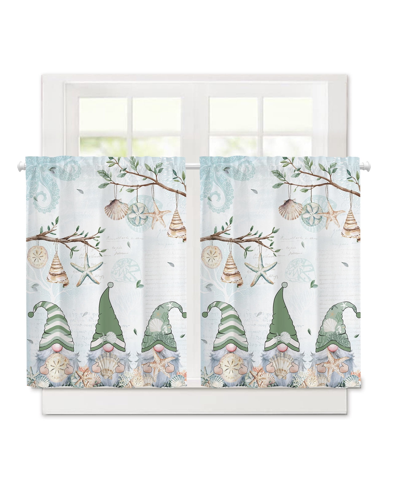 Cartoon Gnome Starfish Sand Money Short Blackout Curtains 36 Inch Long ...