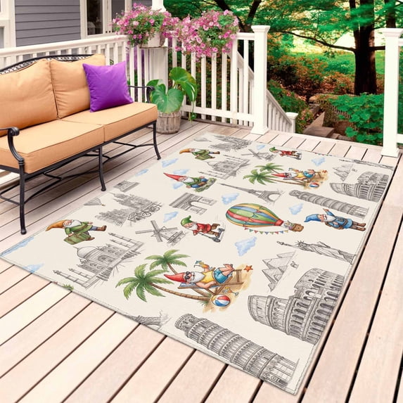 Cartoon Gnomes Outdoor Rug for Patio/Deck/Porch, Non-Slip Large Area ...