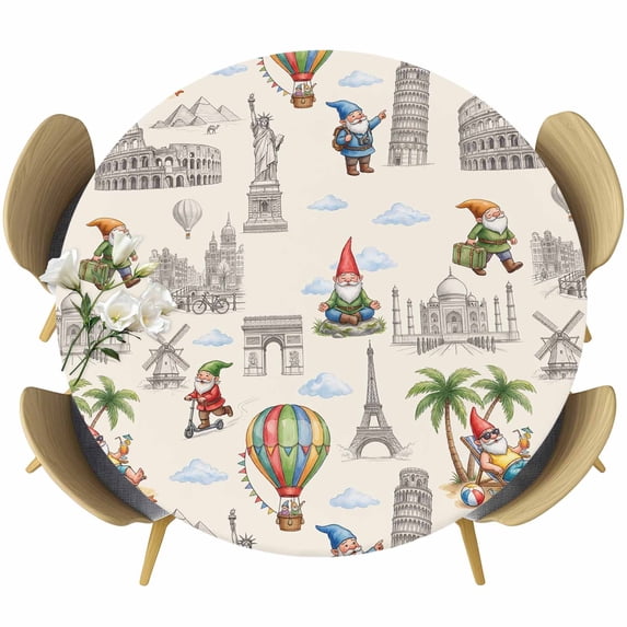 Cartoon Gnomes Round Tablecloth 36-44 Inch Round Fitted Table Cloth ...