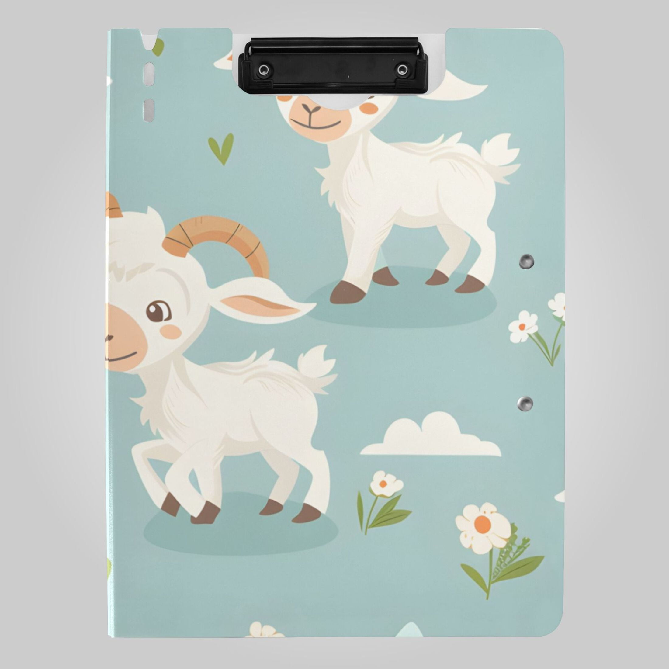 Cartoon Goats Mountains Clouds Flowers Foldable Binder Folder Clipboard ...