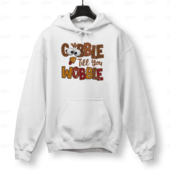 Cartoon Gobble Till You Wobble Funny Thanksgiving Turkey Holiday Quote ...