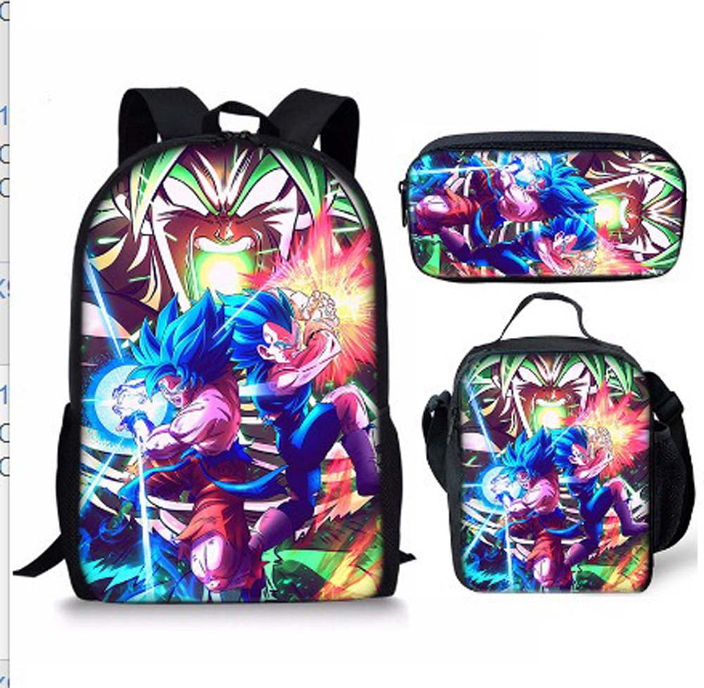 Cartoon Goku Seven Dragon Ball Backpack Unisex Anime Backpack Set 3D ...