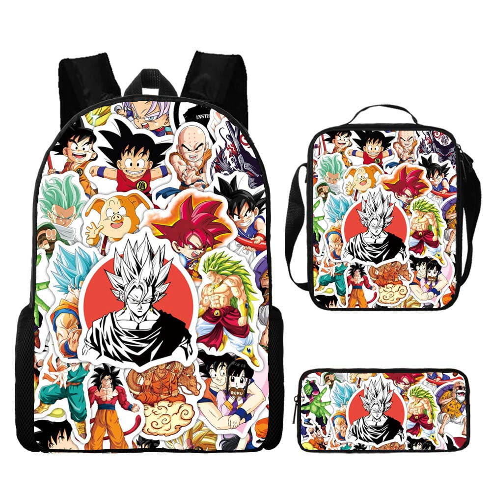 Cartoon Goku Seven Dragon Ball Backpack Unisex Anime Backpack Set 3D ...