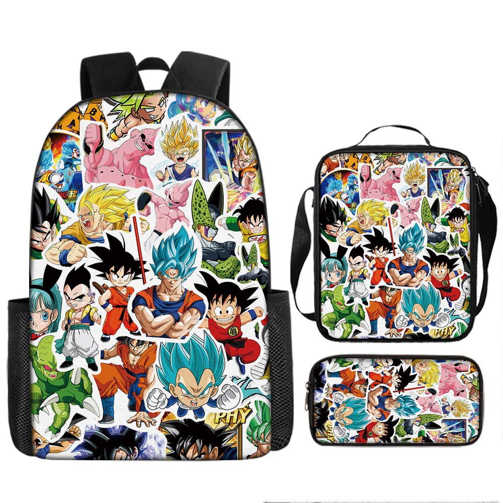 Cartoon Goku Seven Dragon Ball Backpack Unisex Anime Backpack Set 3D ...