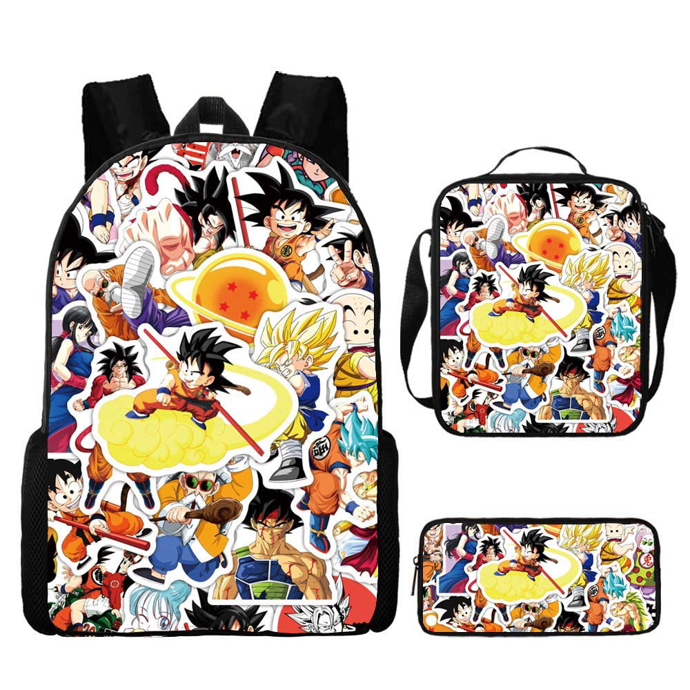 Cartoon Goku Seven Dragon Ball Backpack Unisex Anime Backpack Set 3D ...
