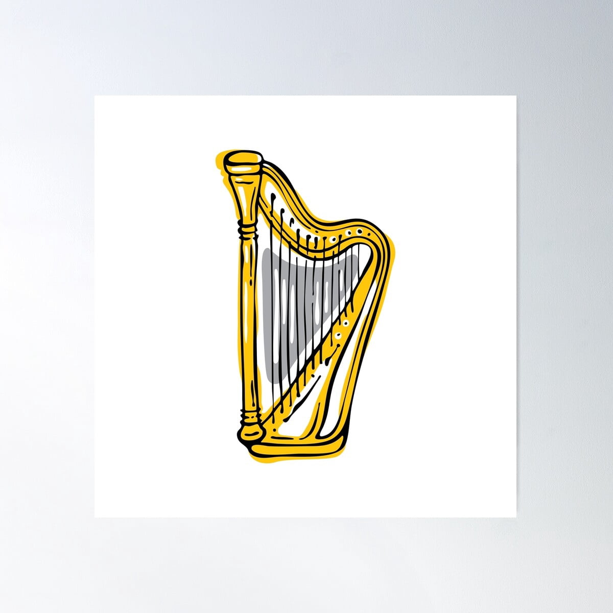 Cartoon Golden Harp Poster Wall Art, Modern Wall Decor For Living Room ...