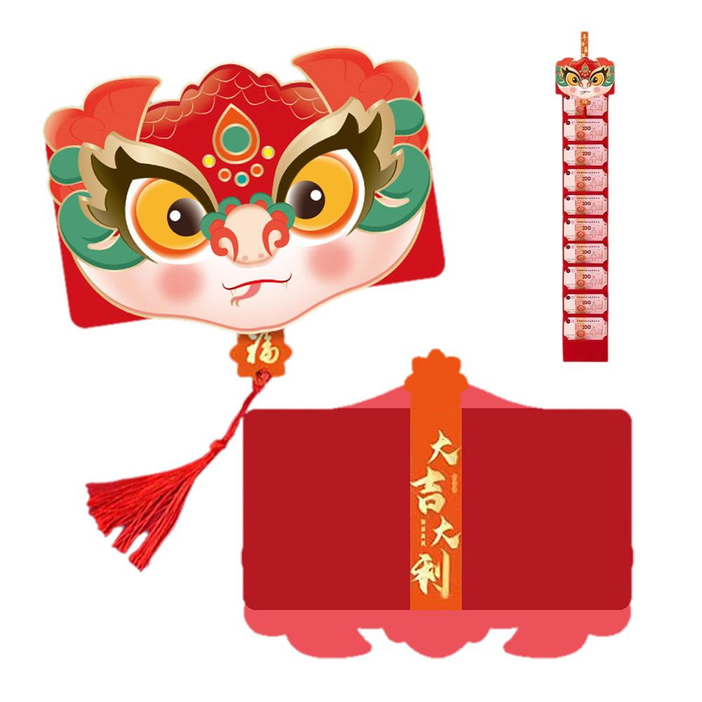 Cartoon Golden Snake New Year Good Luck 10 Cards 2025 New Year Of The Snake Folding Red Packet 6 ...