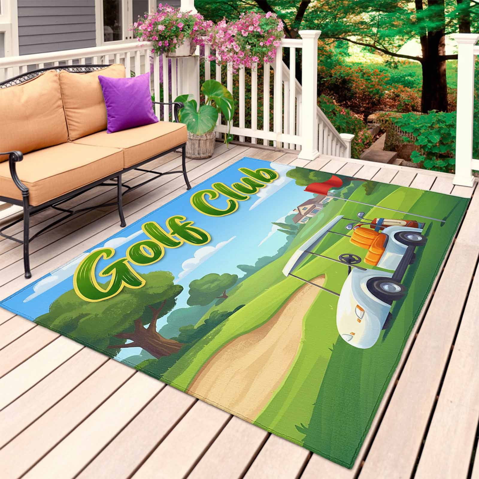 Cartoon Golf Outdoor Rug 6x9 Ft, Non Slip Washable Area Rug, Chic ...