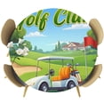 Cartoon Golf Round Tablecloth 45-54 Inch Round Fitted Table Cloth with ...
