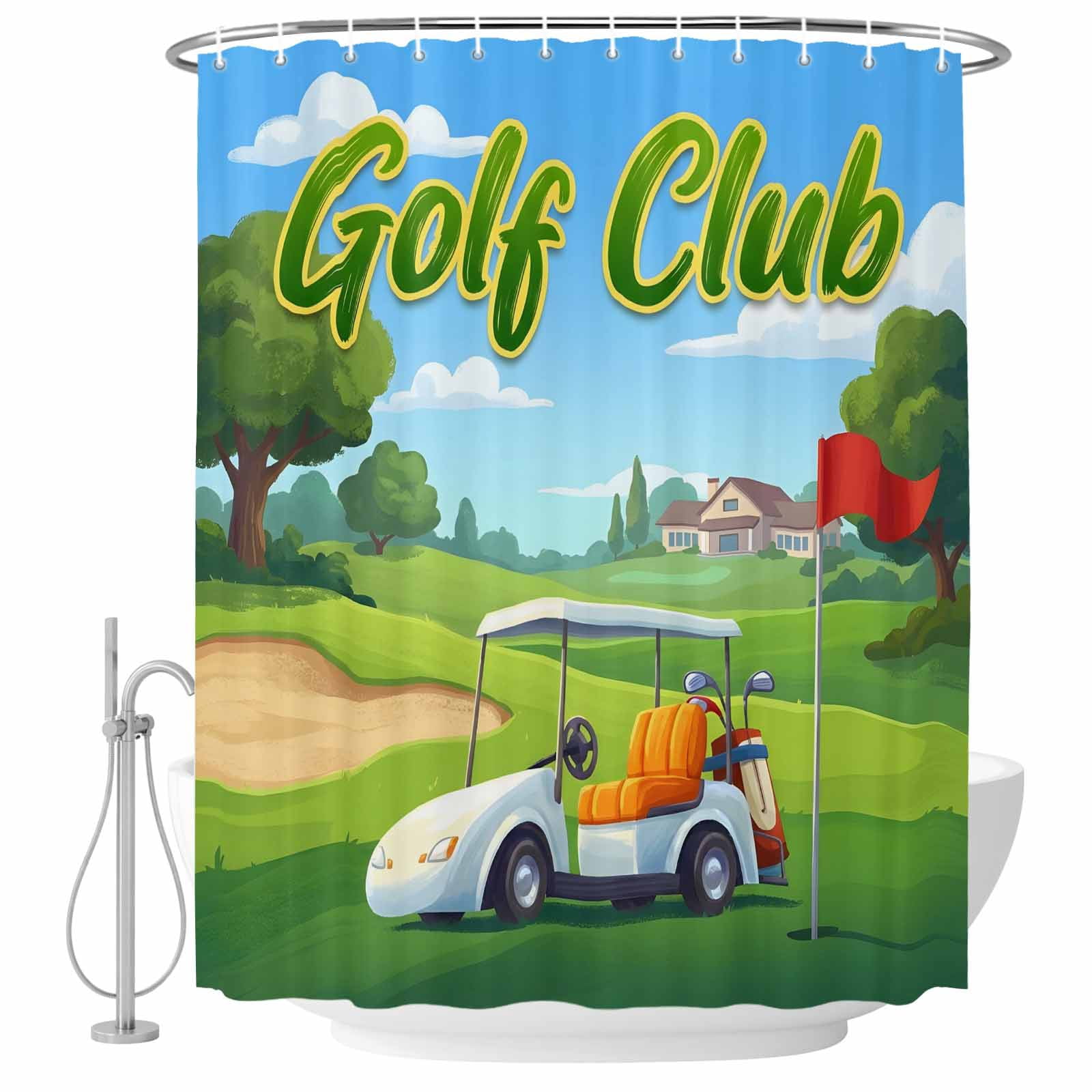Cartoon Golf Shower Curtain Set - Small 36" x 72" Washable Bathtub ...