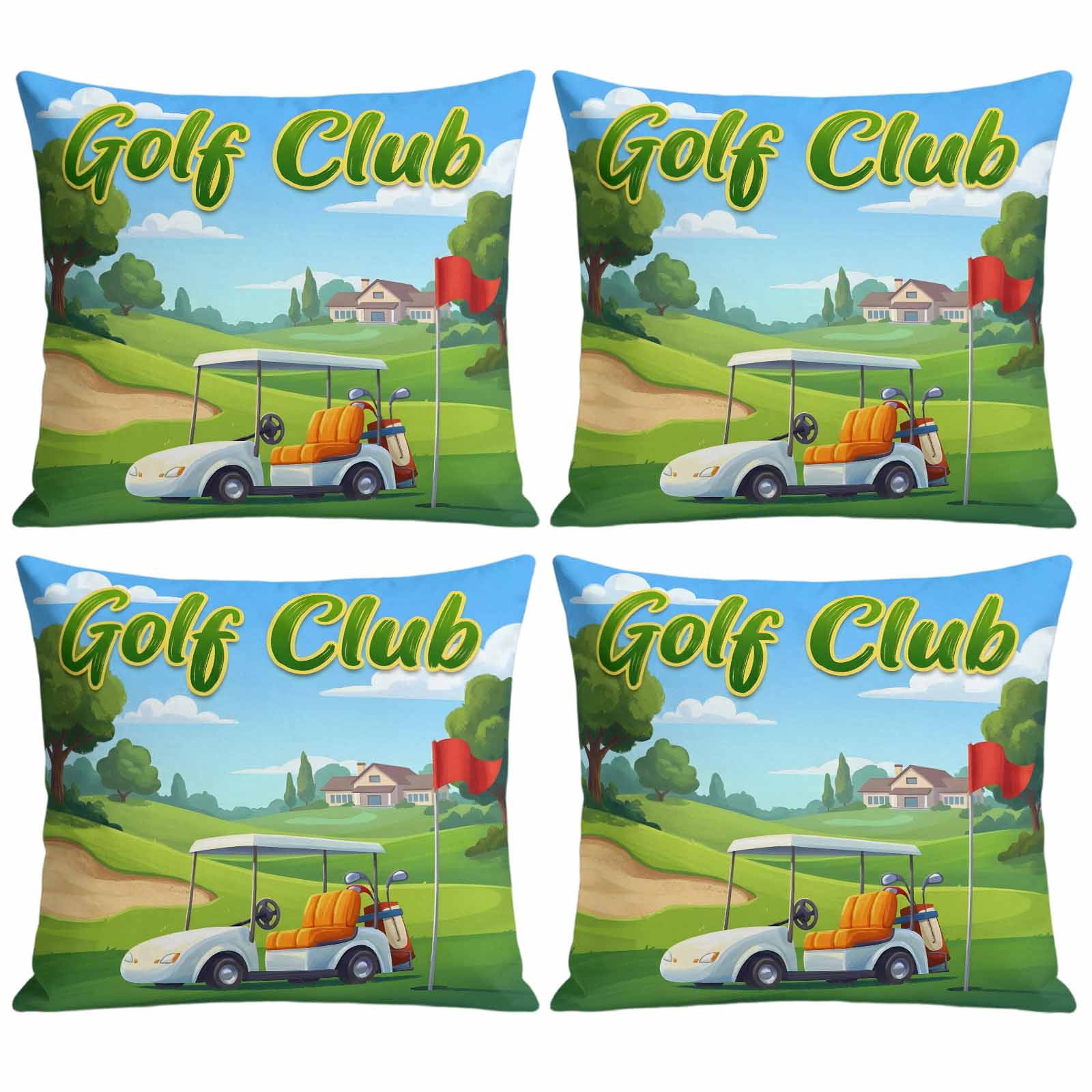Cartoon Golf Throw Pillow Covers 18 x 18 Inch Pillow Covers Set of 4 ...