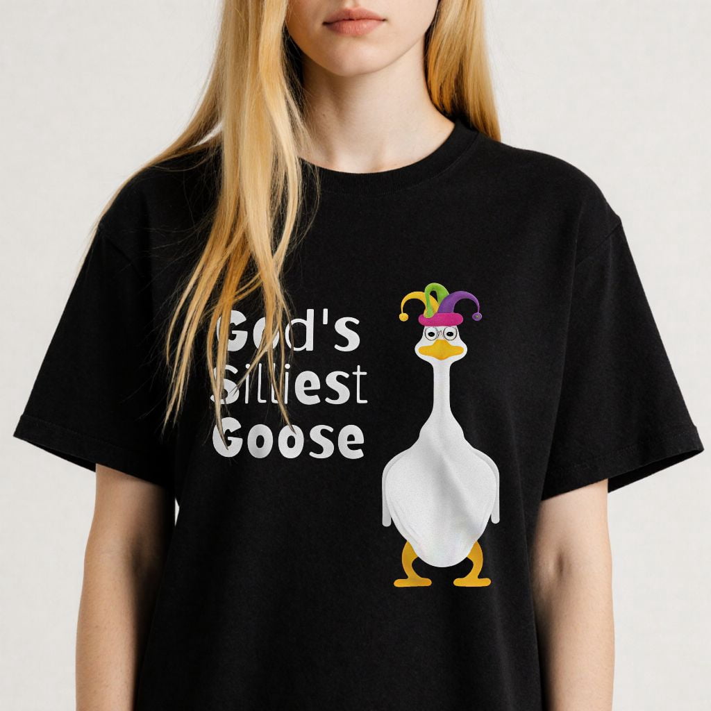 Cartoon Goose Graphic for Everyone Funny Gods Silliest Goose Casual Tee ...