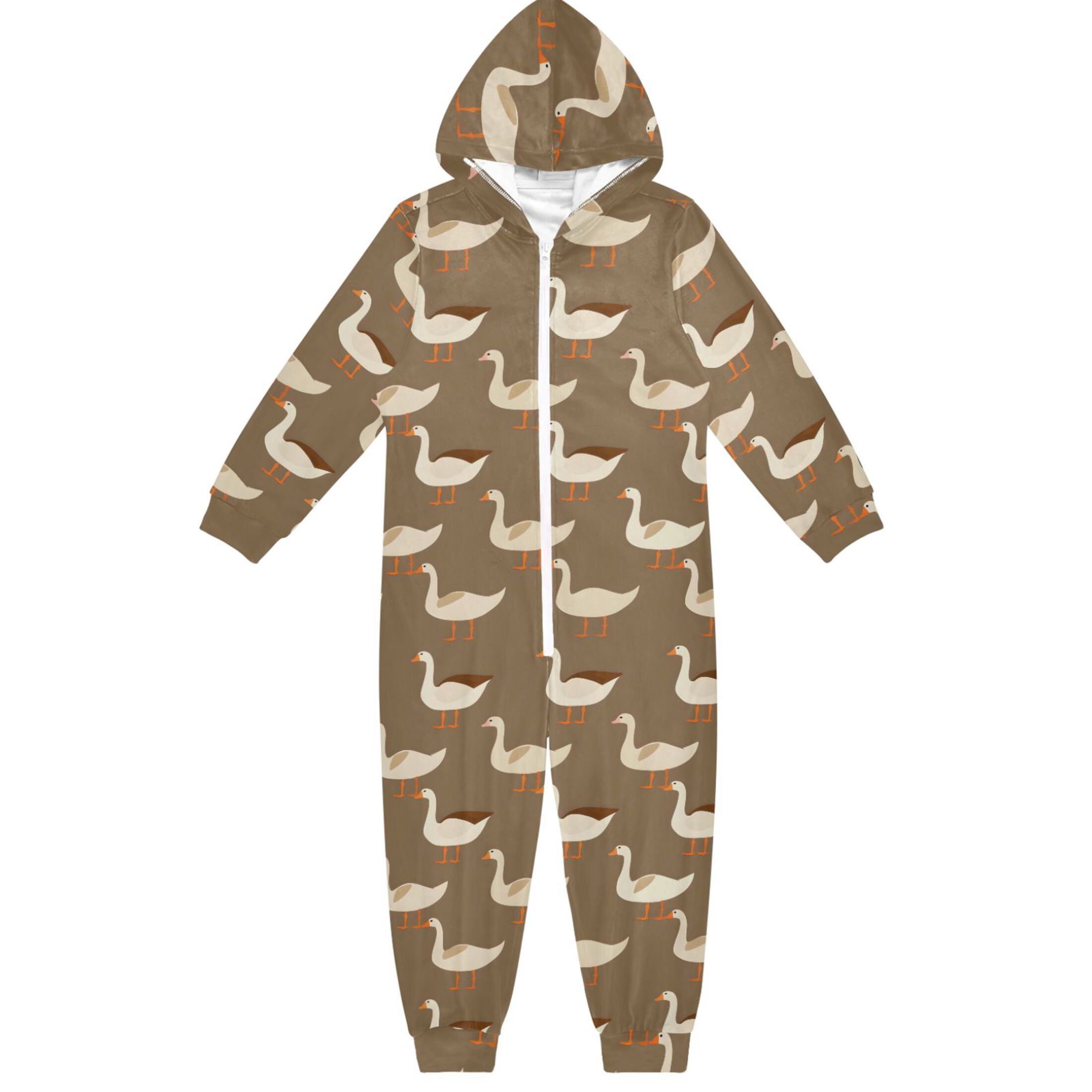 Cartoon Goose Pattern One Piece Pajamas Soft Jumpsuit Cozy Sleep and ...