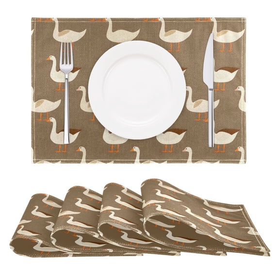 Cartoon Goose Pattern Placemats Set of 4 18x12in Reversible Rustic ...
