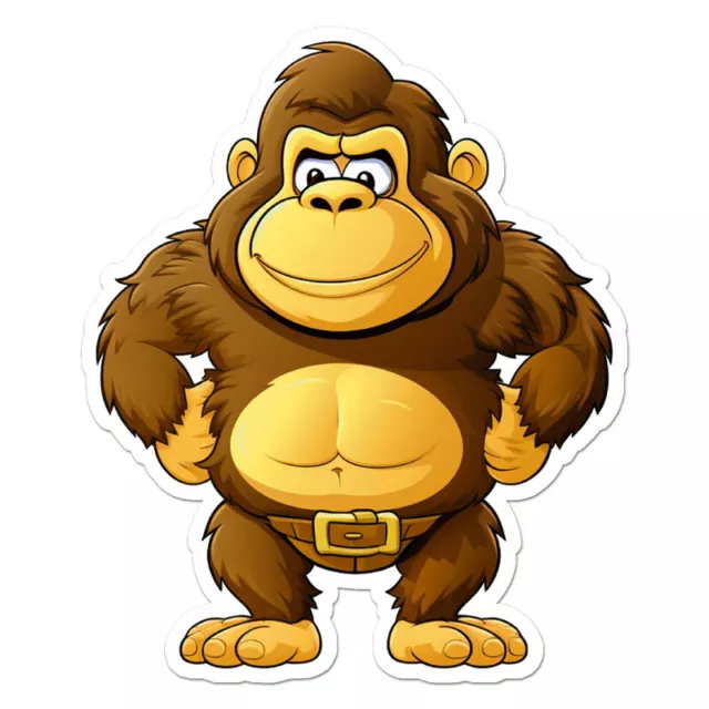Cartoon Gorilla Monkey Sticker Indoor Outdoor Phone Decal Water Bottle ...