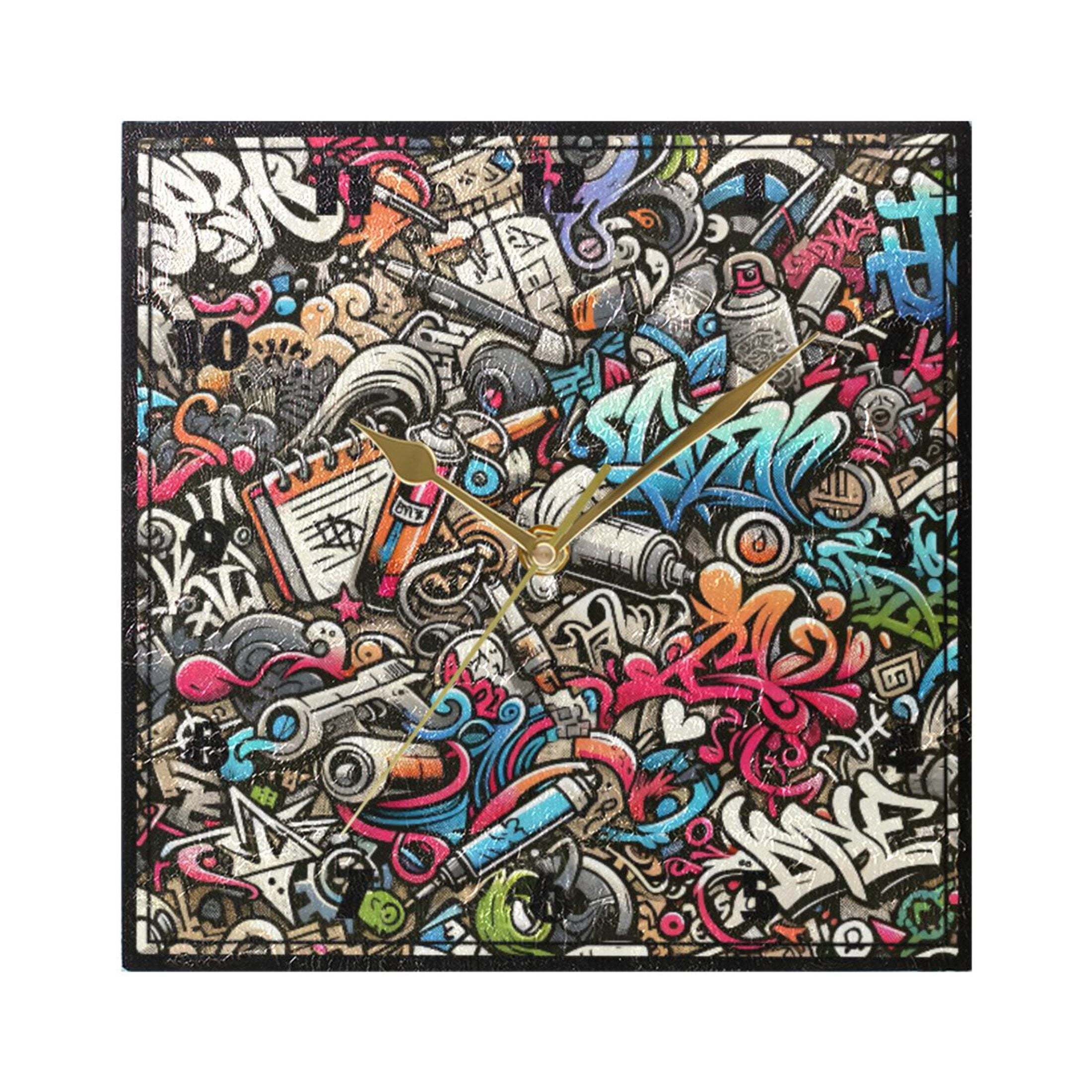 Cartoon Graffiti Doodle Wall Clock 7.78" Non-Ticking Silent Battery ...