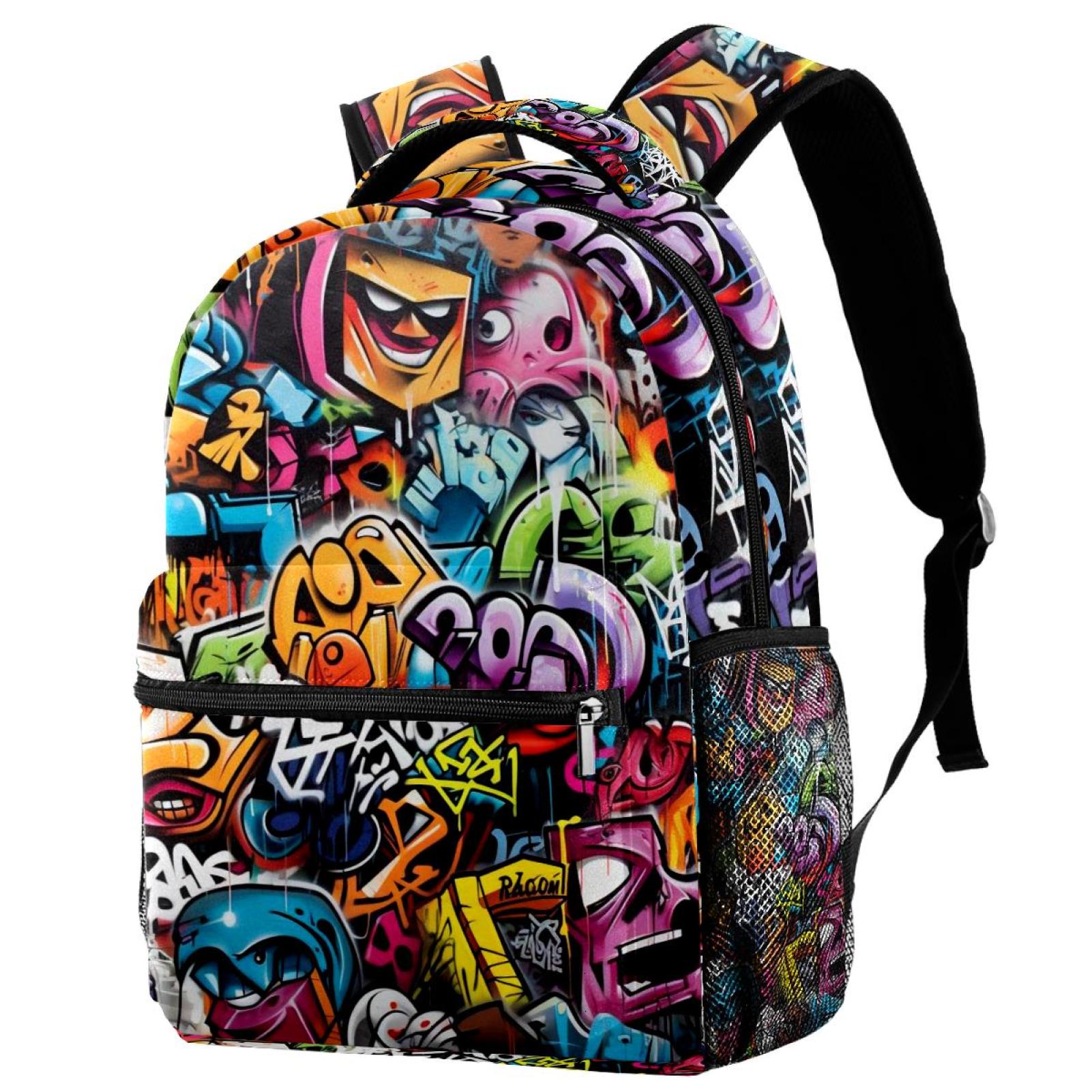 Cartoon Graffiti Lightweight Backpacks Roomy Interior, Casual Backpack ...
