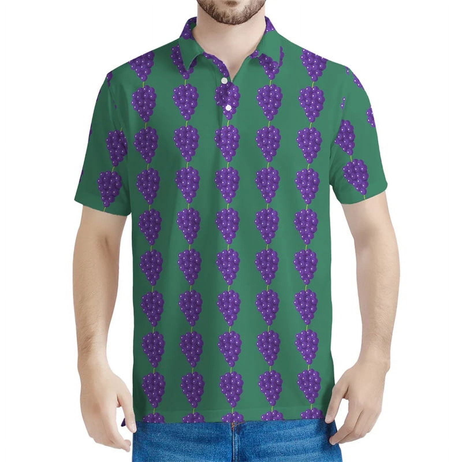 Cartoon Grape 3d Printed Polo Shirt Men Loose Short Sleeves Fruits ...