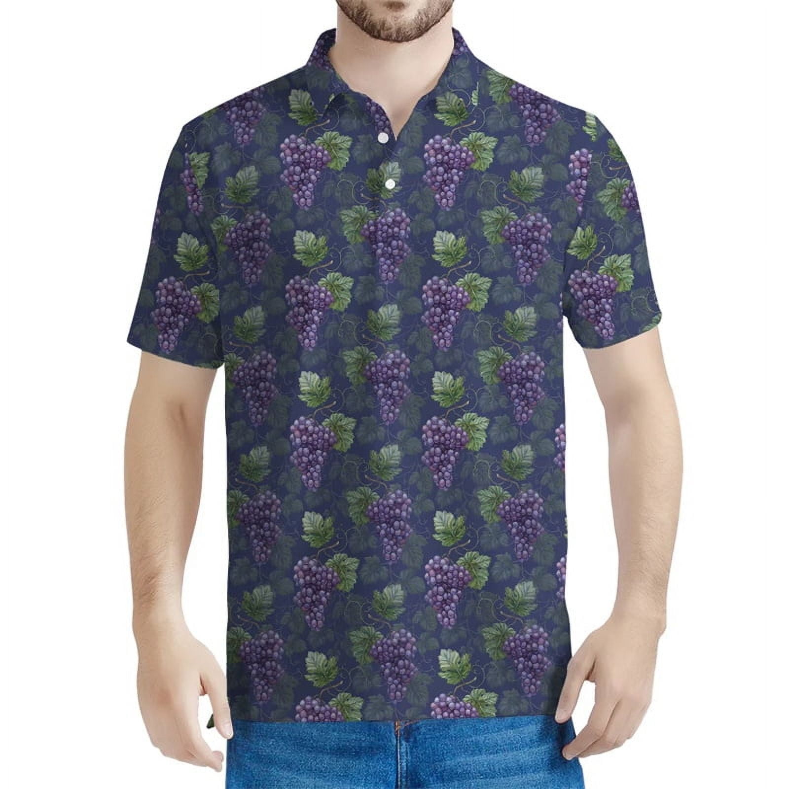 Cartoon Grape 3d Printed Polo Shirt Men Loose Short Sleeves Fruits ...