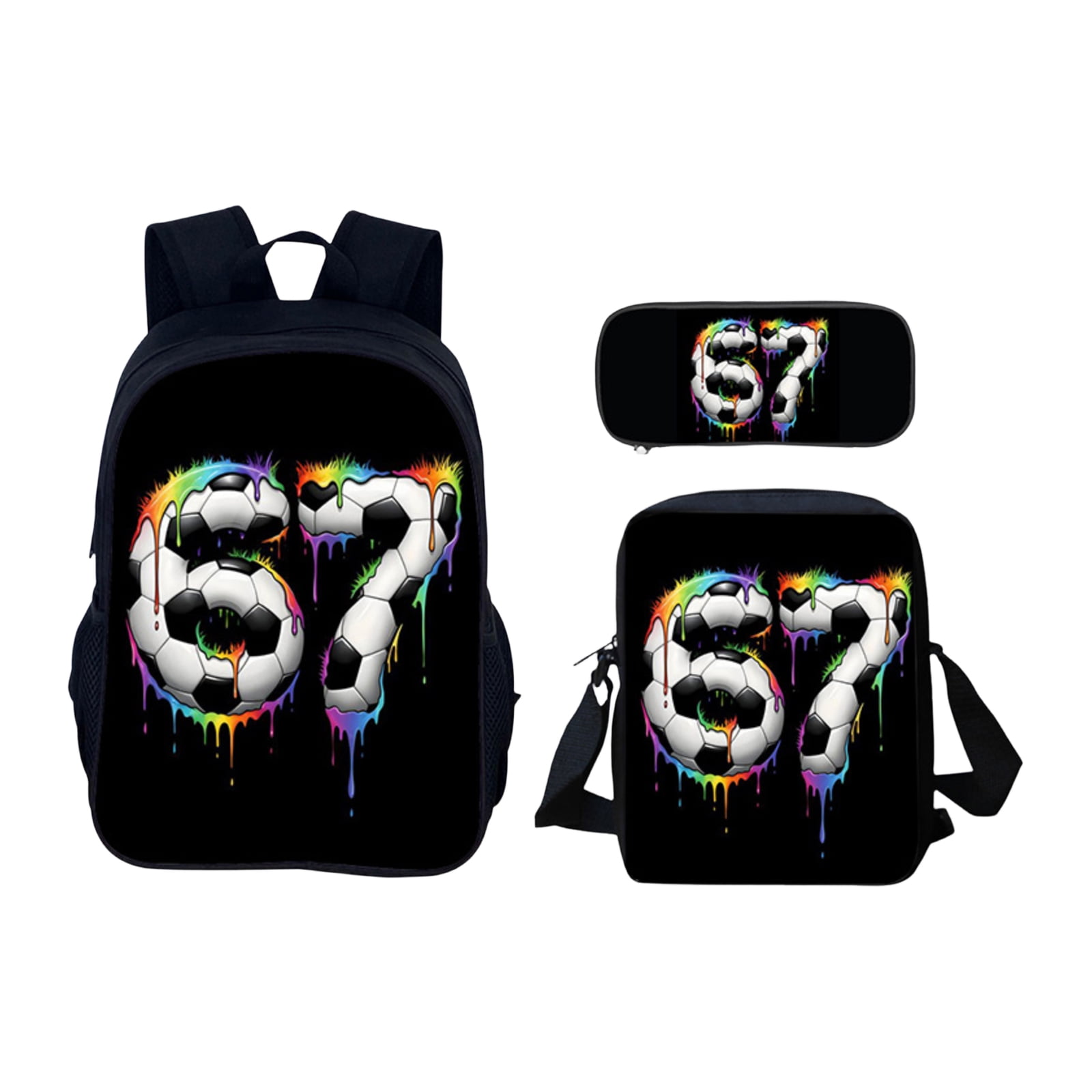 Cartoon Graphic 3-Piece Backpack Set - Large Capacity 67 Schoolbag with ...