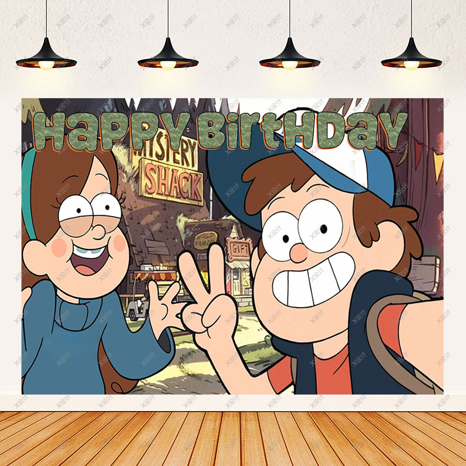 Cartoon Gravity Falls Theme Background Shower Birthday Party Decoration ...