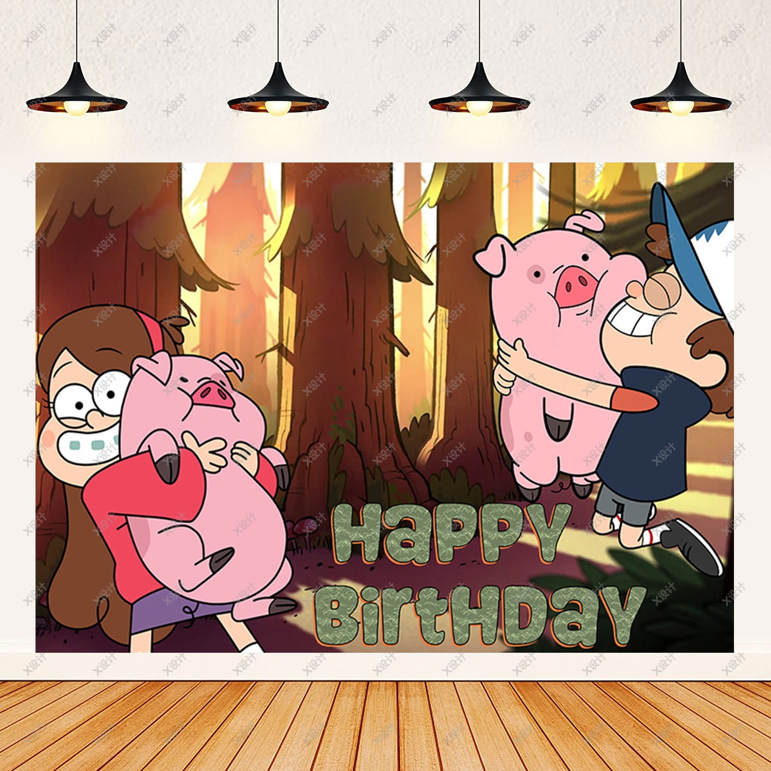 Cartoon Gravity Falls Theme Background Shower Birthday Party Decoration Banner Gifts Vinyl Photo ...