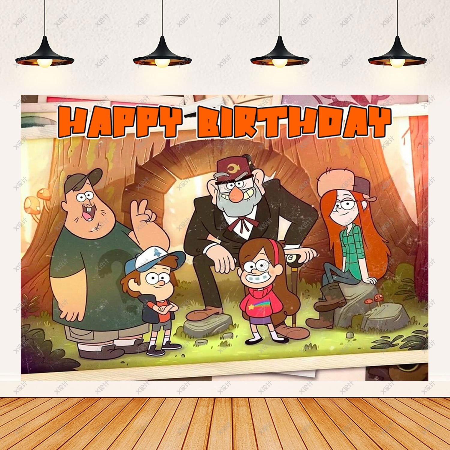 Cartoon Gravity Falls Theme Background Shower Birthday Party Decoration ...