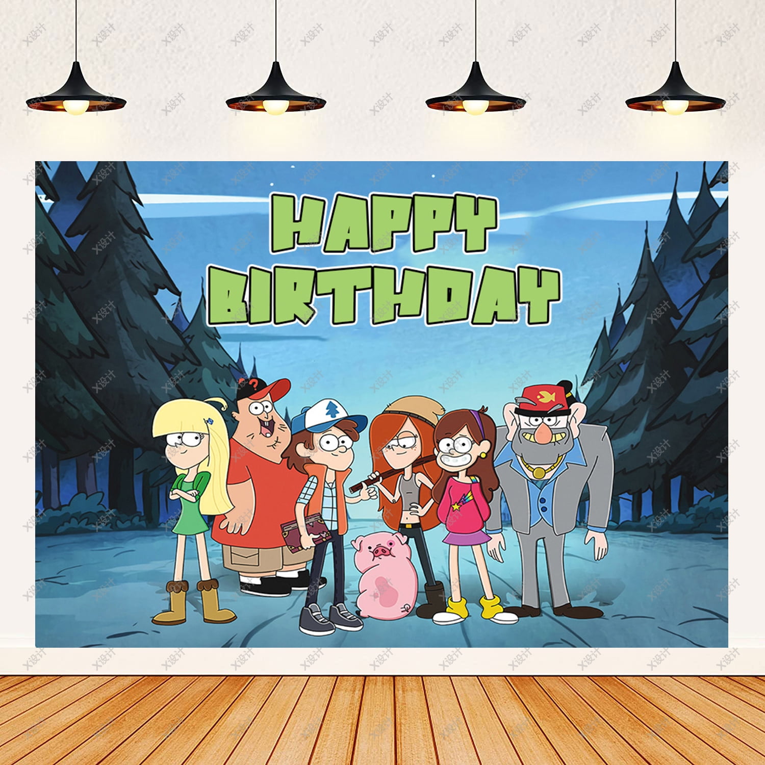 Cartoon Gravity Falls Theme Background Shower Birthday Party Decoration ...