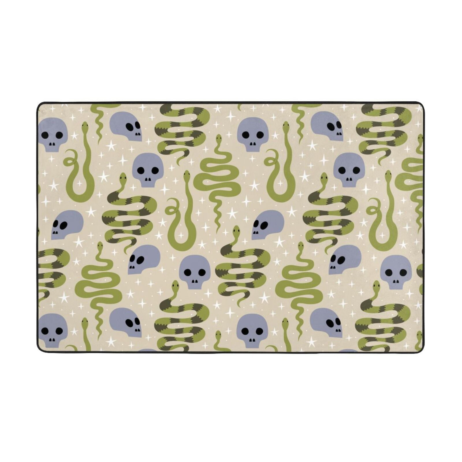 Cartoon Green Cute Snake Skull Shaggy Area Rug, Rugs for Living Room ...