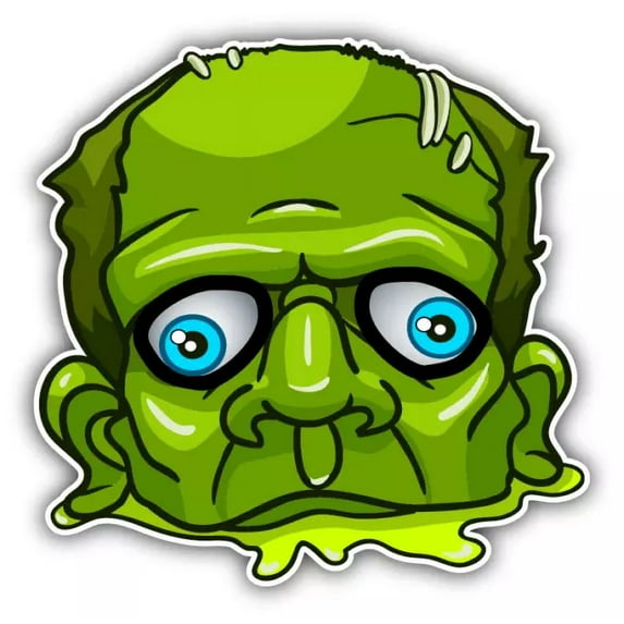 Cartoon Green Zombie'S Head Sticker Phone Decal Water Bottle Stickers ...