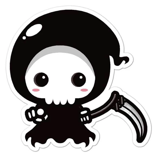 Cartoon Grim Reaper Sticker Indoor Outdoor Phone Decal Water Bottle ...