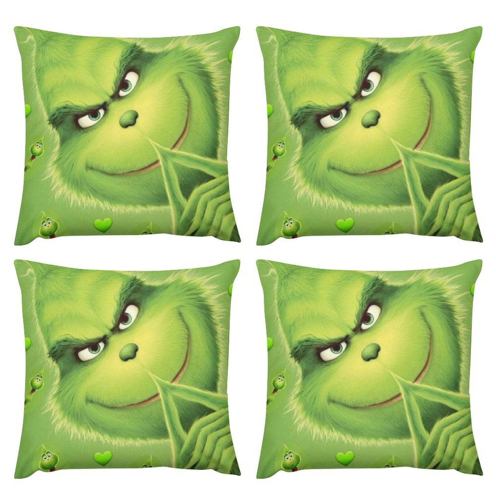 Cartoon Grinch Decorative Throw Pillow Covers Set of 4 Cute Colorful ...