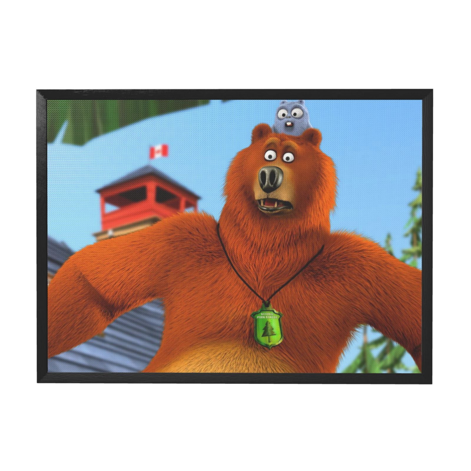 Cartoon Grizzy And the Lemmings Black Frame Decorative Painting Canvas ...