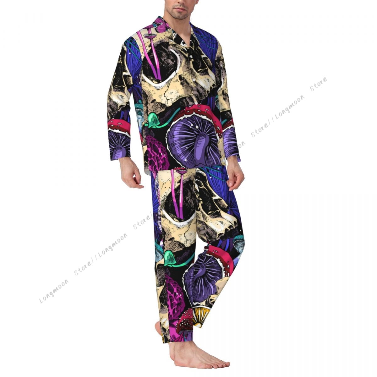 Cartoon Groovy Hippie Mushrooms With Psychedelic Trippy Pattern Men ...