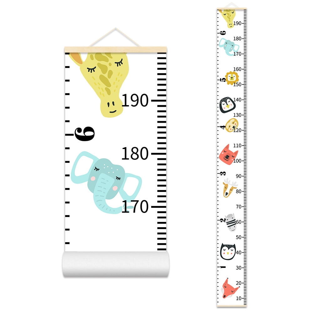 Cartoon Growth Chart for Kids Removable Wall Decor Wood Frame Fabric ...