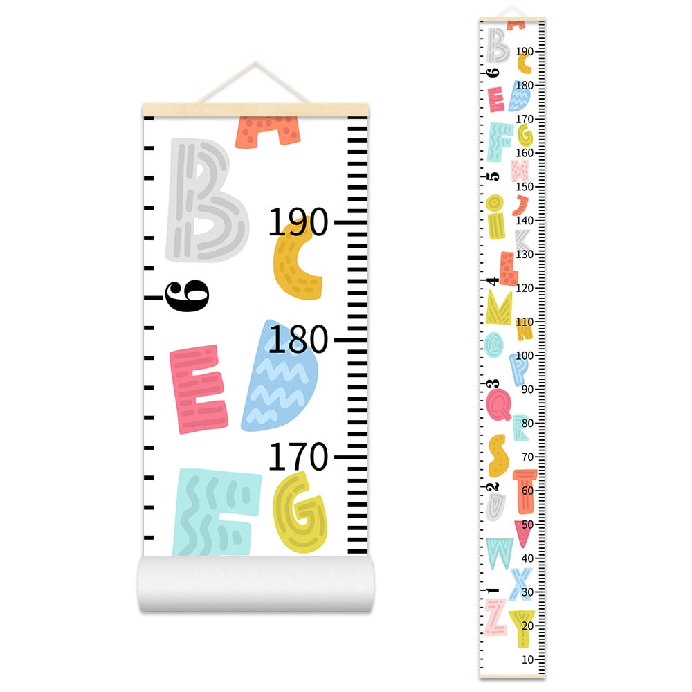 Cartoon Growth Chart for Kids Removable Wall Decor Wood Frame Fabric ...
