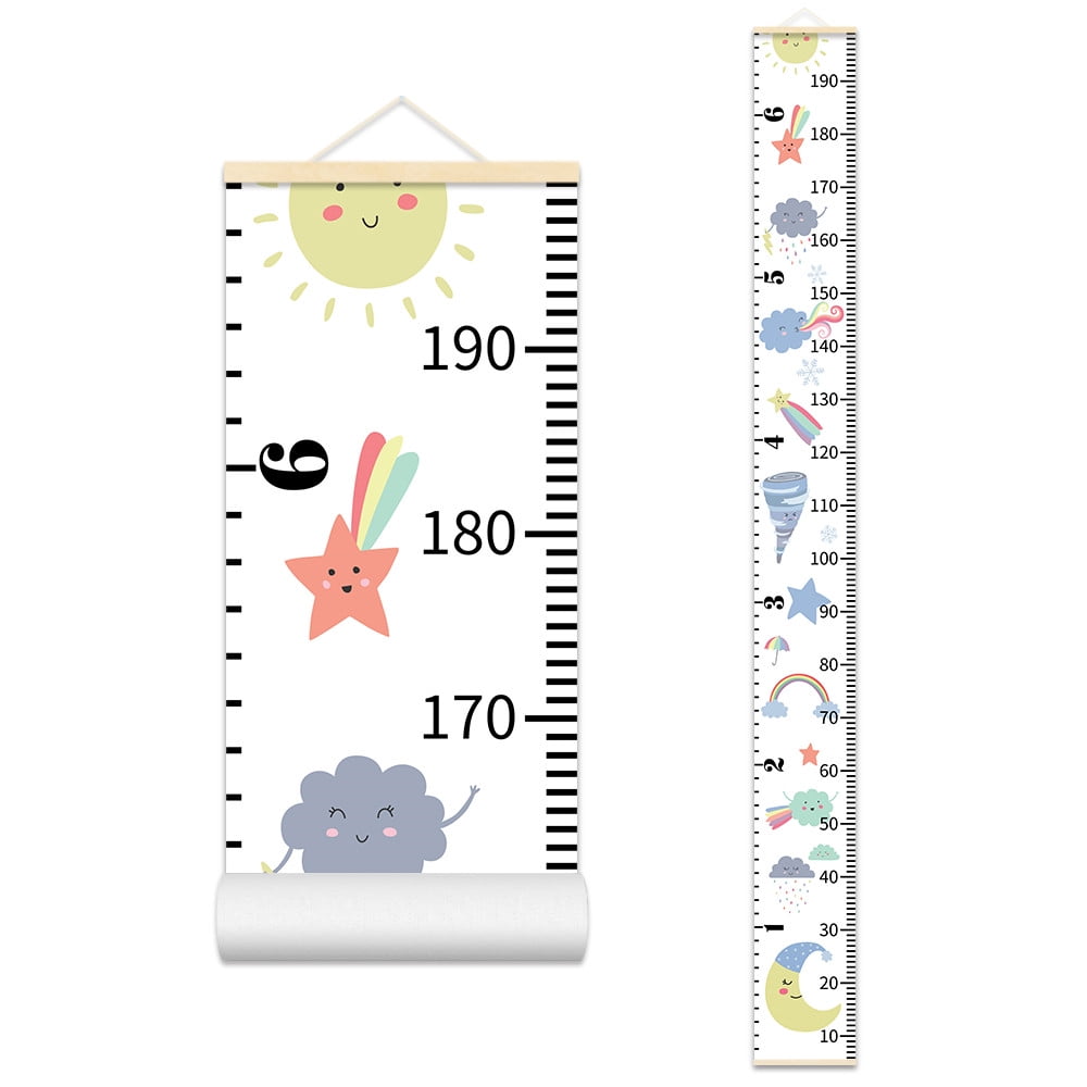 Cartoon Growth Chart for Kids Removable Wall Decor Wood Frame Fabric ...
