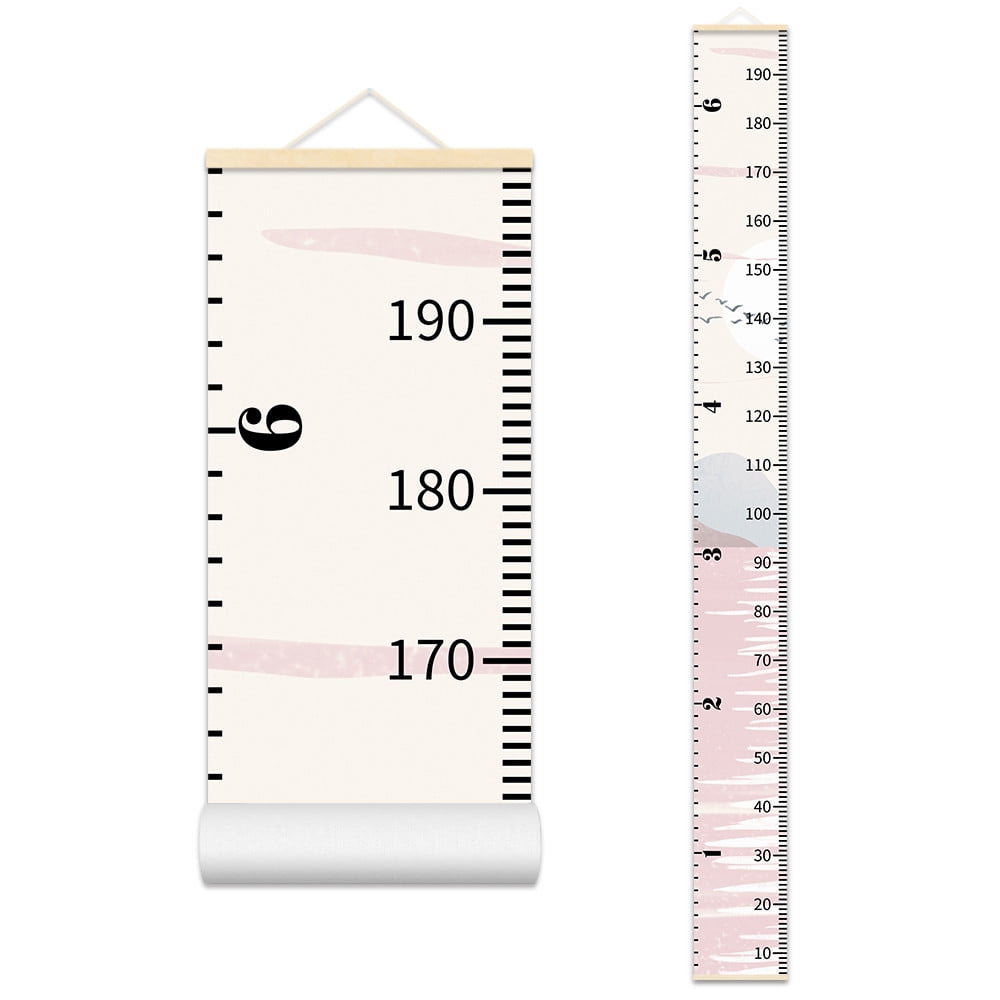 Cartoon Growth Chart for Kids Removable Wall Decor Wood Frame Fabric ...
