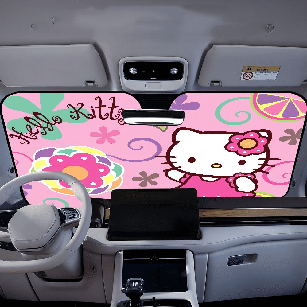 Cartoon H-Hello Kawaii K-Kittys Sunshade Windscreen Fold-up Car Front ...