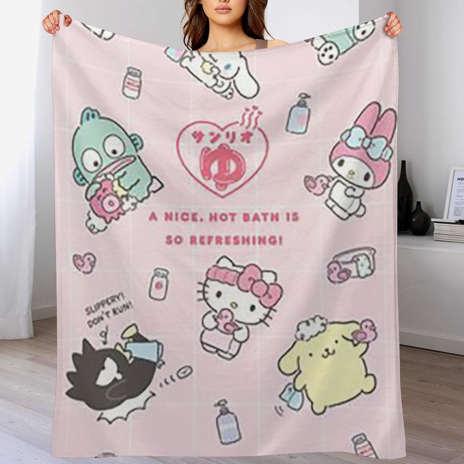 Cartoon HELLO KITTY Throw Blanket Classic Super Soft Anime Flannel ...