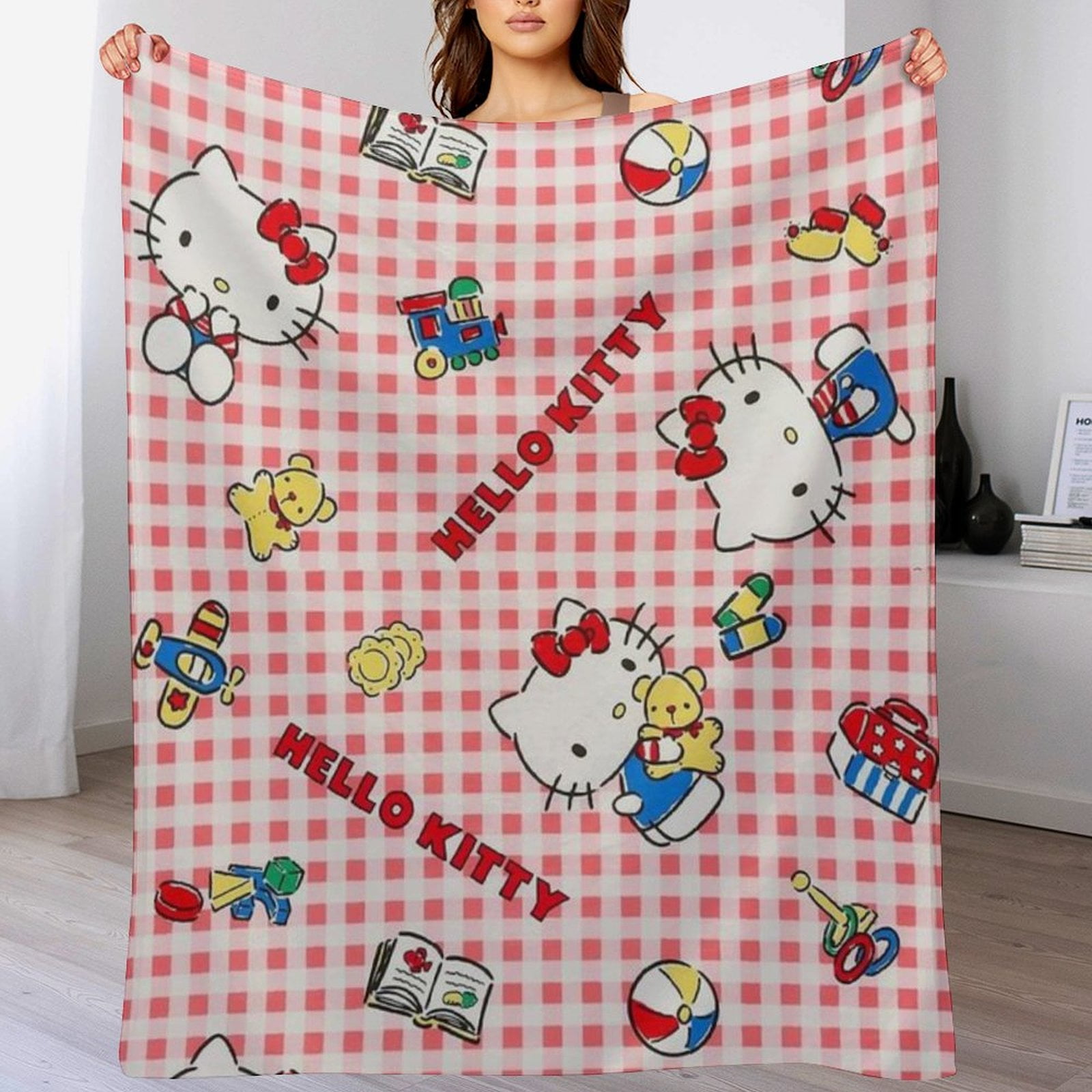 Cartoon HELLO KITTY Throw Blanket Classic Super Soft Anime Flannel ...