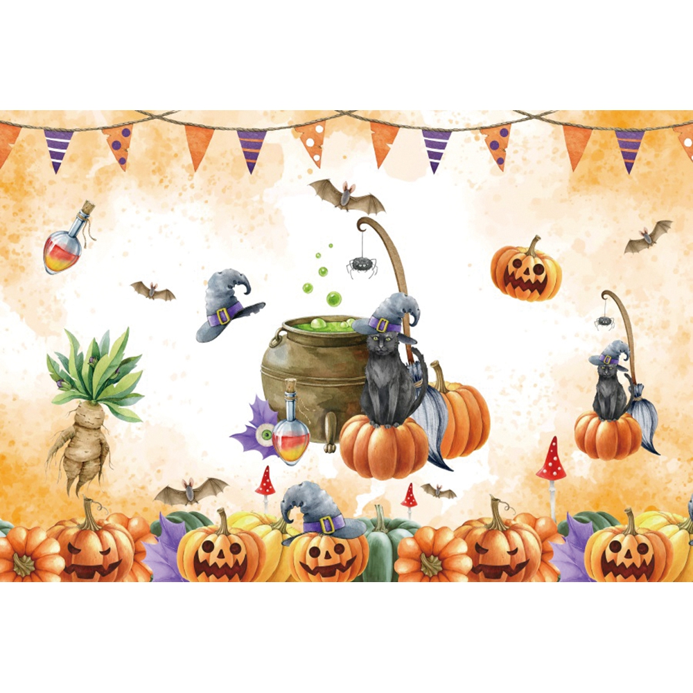 Cartoon Halloween Baby Shower Backdrop A Little Boo Is Almost Due ...