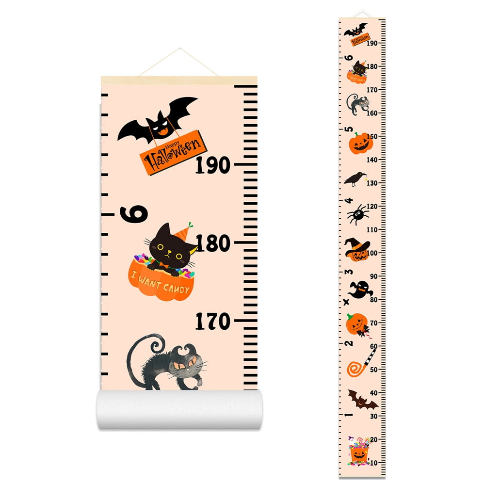 Cartoon Halloween Growth Charts for Kids Cute Pumpkin Bats Prints Ghost ...