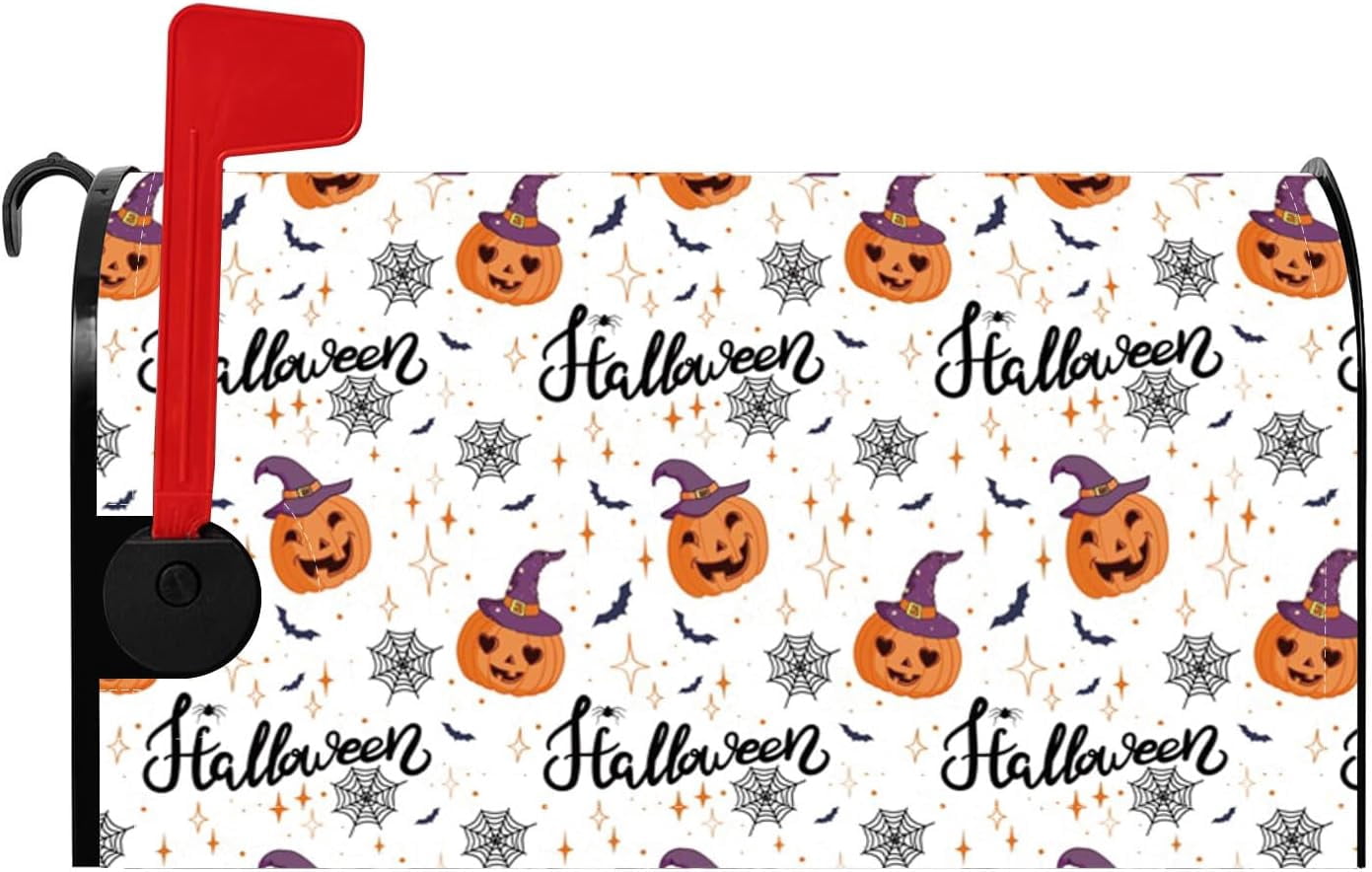 Cartoon Halloween Mailbox Cover Funny Pumpkin Star Spider Web Bats Cute ...